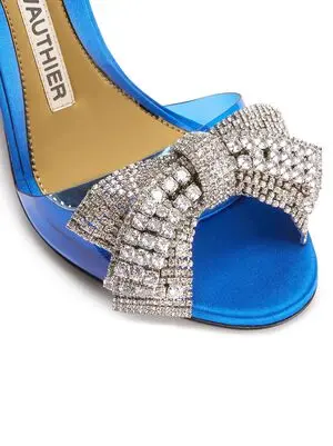 Alexandre Vauthier Crystal-embellished Bow 105mm Sandals - Blue