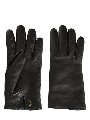 Saint Laurent Leather & Cashmere Short Gloves - Black