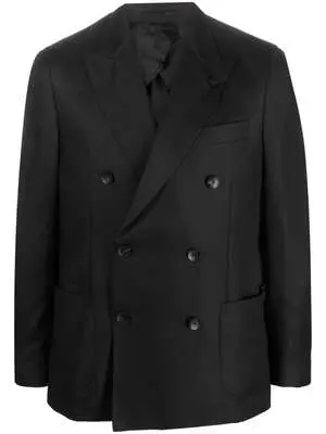 LARDINI Double-breasted Satin-finish Blazer