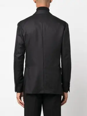 LARDINI Double-breasted Satin-finish Blazer