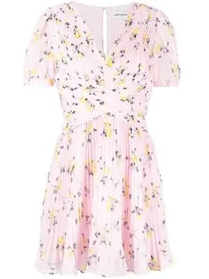 SELF-PORTRAIT Floral-print Pleated Minidress