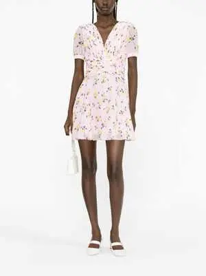 SELF-PORTRAIT Floral-print Pleated Minidress