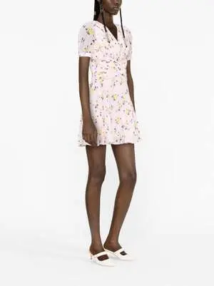 SELF-PORTRAIT Floral-print Pleated Minidress