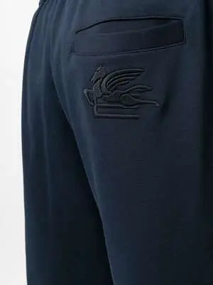 Etro Pegaso-embroidered Jersey Track Pants - Blue