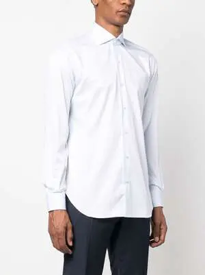 BARBA NAPOLI Long-sleeve Cotton Shirt - Blue