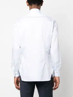 BARBA NAPOLI Long-sleeve Cotton Shirt - Blue