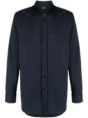 Brioni Spread-collar Cotton Shirt - Blue