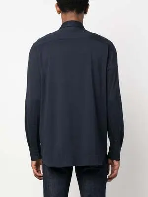 Brioni Spread-collar Cotton Shirt - Blue