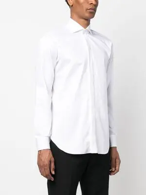 BARBA NAPOLI Cutaway-collar Long-sleeve Shirt - White