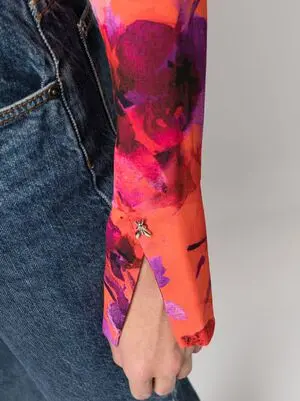 Patrizia Pepe Floral-print Cut-out Blouse