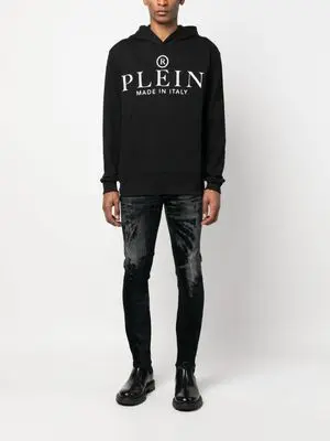 Philipp Plein Logo-print Cotton Hoodie - Black