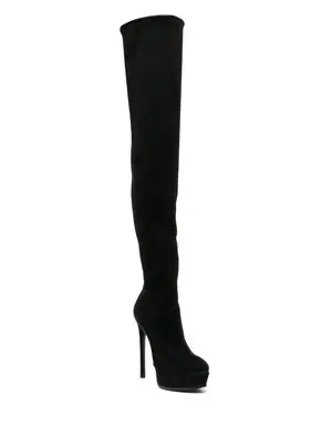 Casadei Flora 140mm Platform Boots - Black