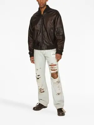 Dolce & Gabbana Lambskin Bomber Jacket - Brown