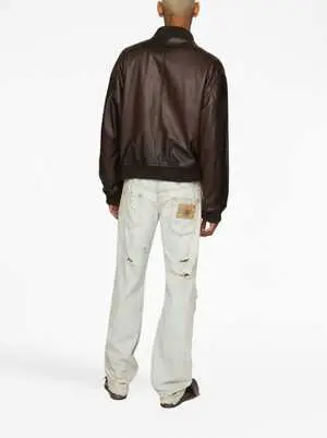 Dolce & Gabbana Lambskin Bomber Jacket - Brown