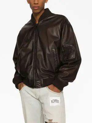 Dolce & Gabbana Lambskin Bomber Jacket - Brown