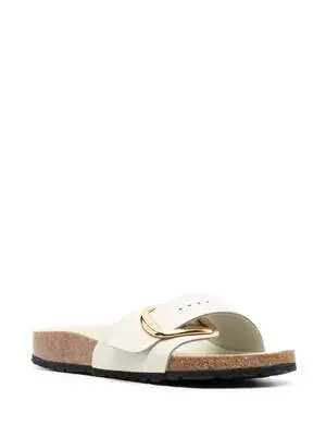 BIRKENSTOCK Arizona Big Buckle Leather Slides - Neutrals