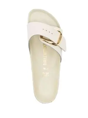 BIRKENSTOCK Arizona Big Buckle Leather Slides - Neutrals