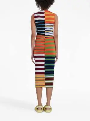 Marni Patchwork Knitted Midi Dress - Orange