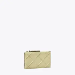 Tory Burch Tory Burch Fleming Zip Card Case Olive Sprig