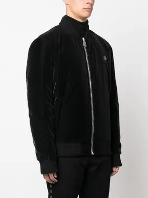Philipp Plein Logo-patch Zip-up Bomber Jacket - Black