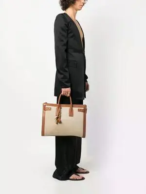 Saint Laurent Large Sac De Jour Linen Tote Bag - Neutrals