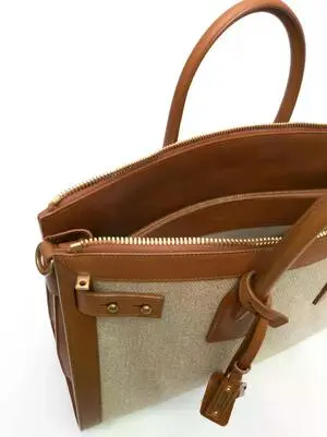 Saint Laurent Large Sac De Jour Linen Tote Bag - Neutrals
