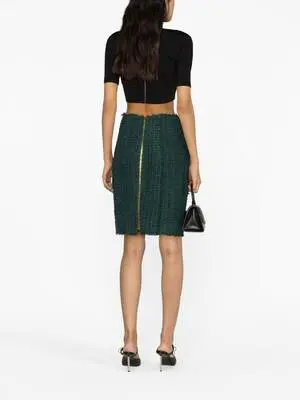 Balmain Button-detailed Tweed Pencil Skirt - Green