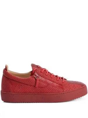 GIUSEPPE ZANOTTI Frankie Snakeskin-effect Low-top Sneakers - Red