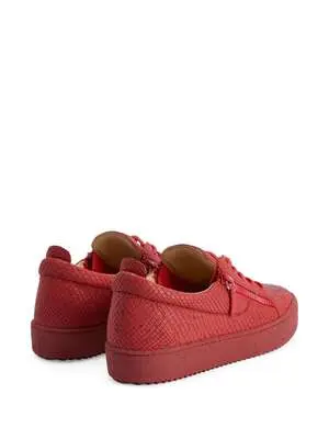 GIUSEPPE ZANOTTI Frankie Snakeskin-effect Low-top Sneakers - Red