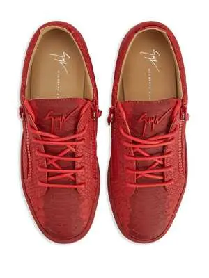 GIUSEPPE ZANOTTI Frankie Snakeskin-effect Low-top Sneakers - Red