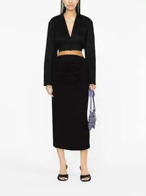 Paris Georgia Draped Straight Midi Skirt