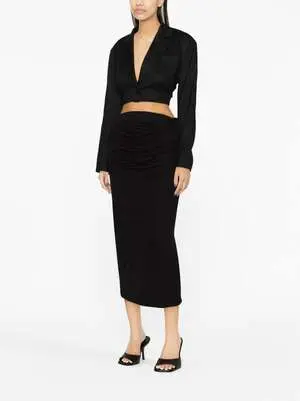 Paris Georgia Draped Straight Midi Skirt