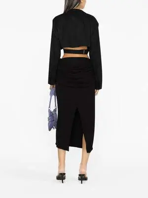 Paris Georgia Draped Straight Midi Skirt