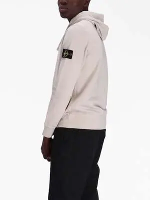 Stone Island Compass-appliqué Cotton Hoodie - Neutrals