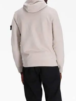 Stone Island Compass-appliqué Cotton Hoodie - Neutrals