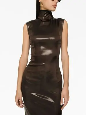 Dolce & Gabbana Coated High-neck Midi Dress