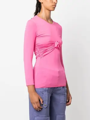 Blumarine Floral-appliqué Gathered T-shirt