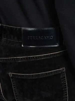 FERRAGAMO Logo-patch Straight-leg Trousers