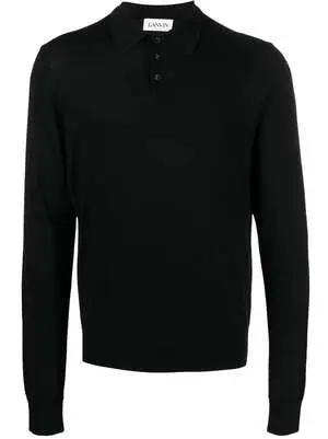LANVIN Long-sleeve Polo Shirt - Black