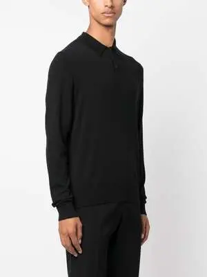 LANVIN Long-sleeve Polo Shirt - Black