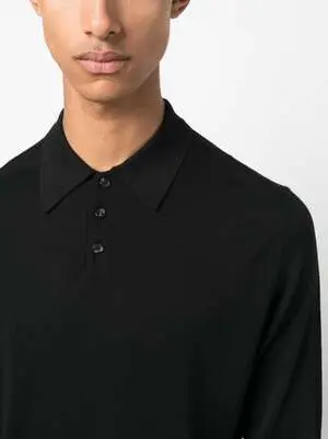 LANVIN Long-sleeve Polo Shirt - Black