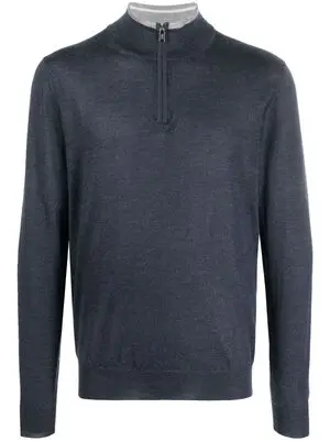 Fedeli Favonio Half-zip Jumper - Blue