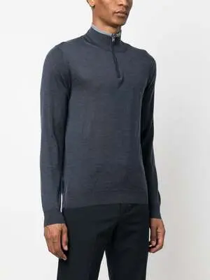 Fedeli Favonio Half-zip Jumper - Blue