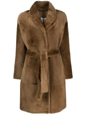 YVES SALOMON Shearling Belted Coat