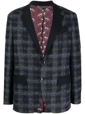 BILLIONAIRE Tartan-check Single-breasted Blazer