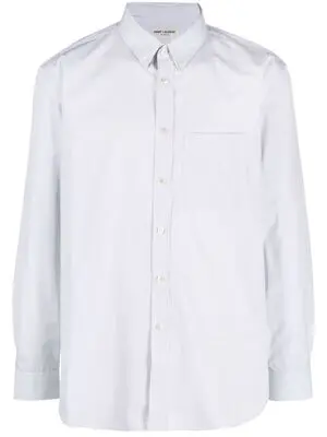 Saint Laurent Striped Long-sleeve Cotton Shirt - White