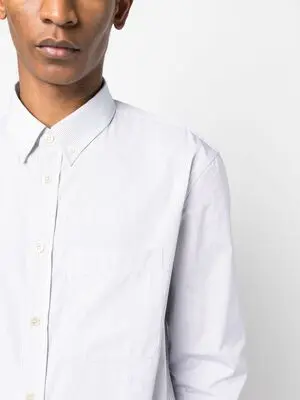 Saint Laurent Striped Long-sleeve Cotton Shirt - White