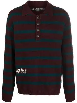 Andersson Bell Logo-embroidered Striped Polo Shirt - Red