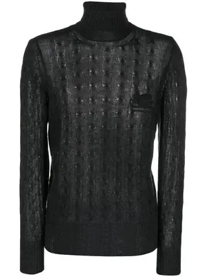 Etro Roll-neck Cashmere Cable-knit Jumper - Grey