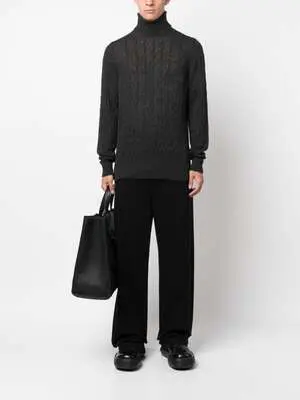 Etro Roll-neck Cashmere Cable-knit Jumper - Grey